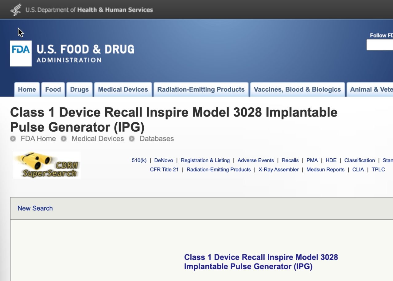 Inspire Issues Recall for Critical Neurostimulator Component Used in ...